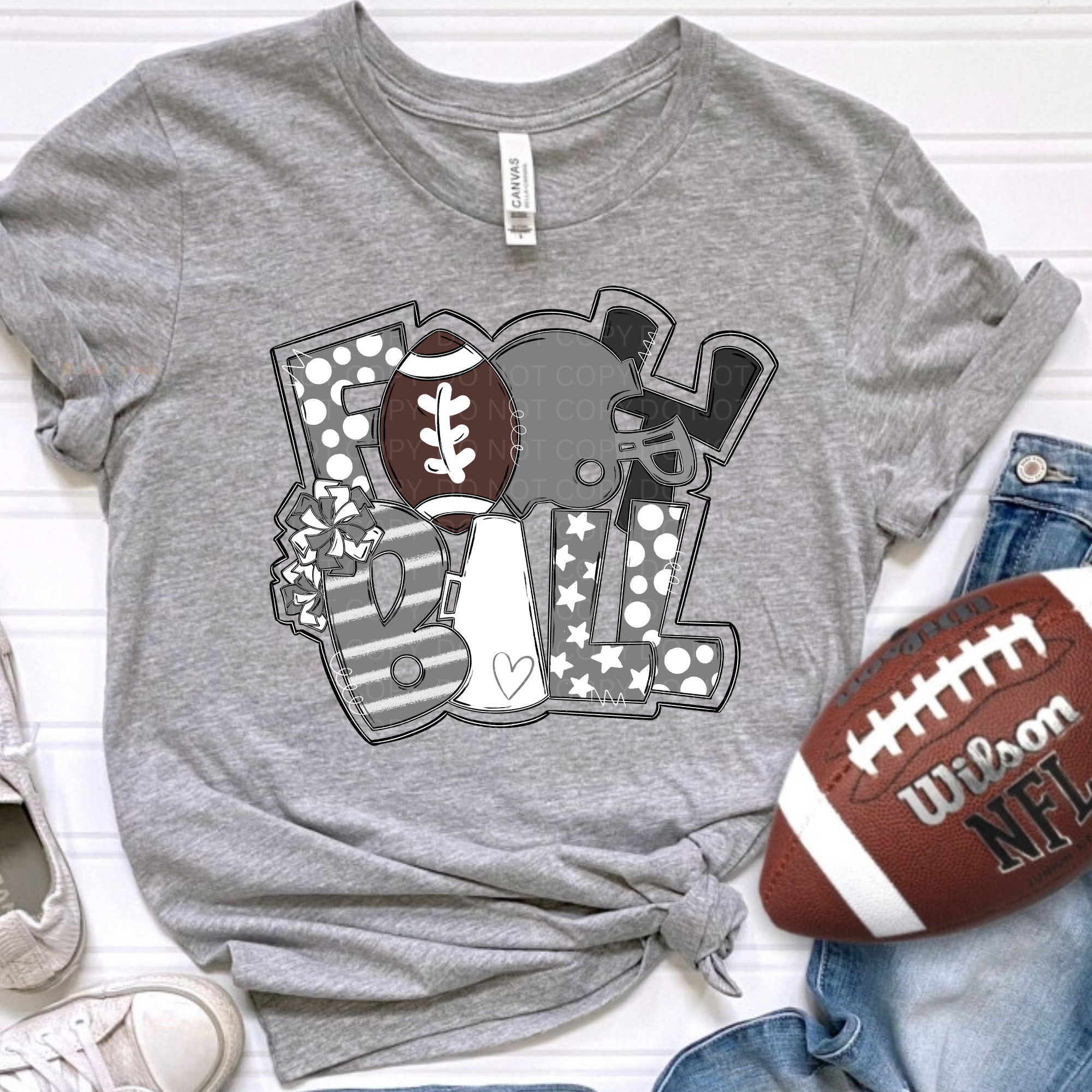 Football Art Collage (gray/white) – Rebel Creek Printing