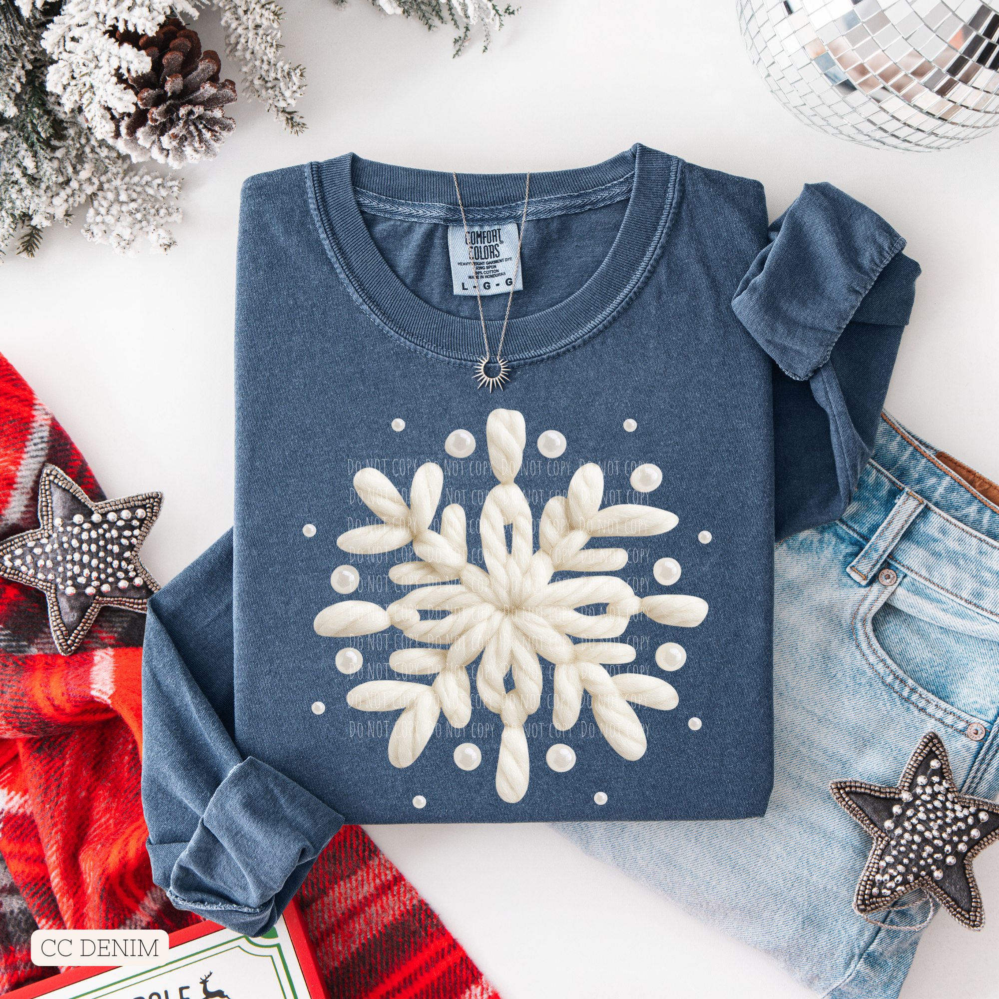 Faux Yarn White Snowflake – Rebel Creek Printing