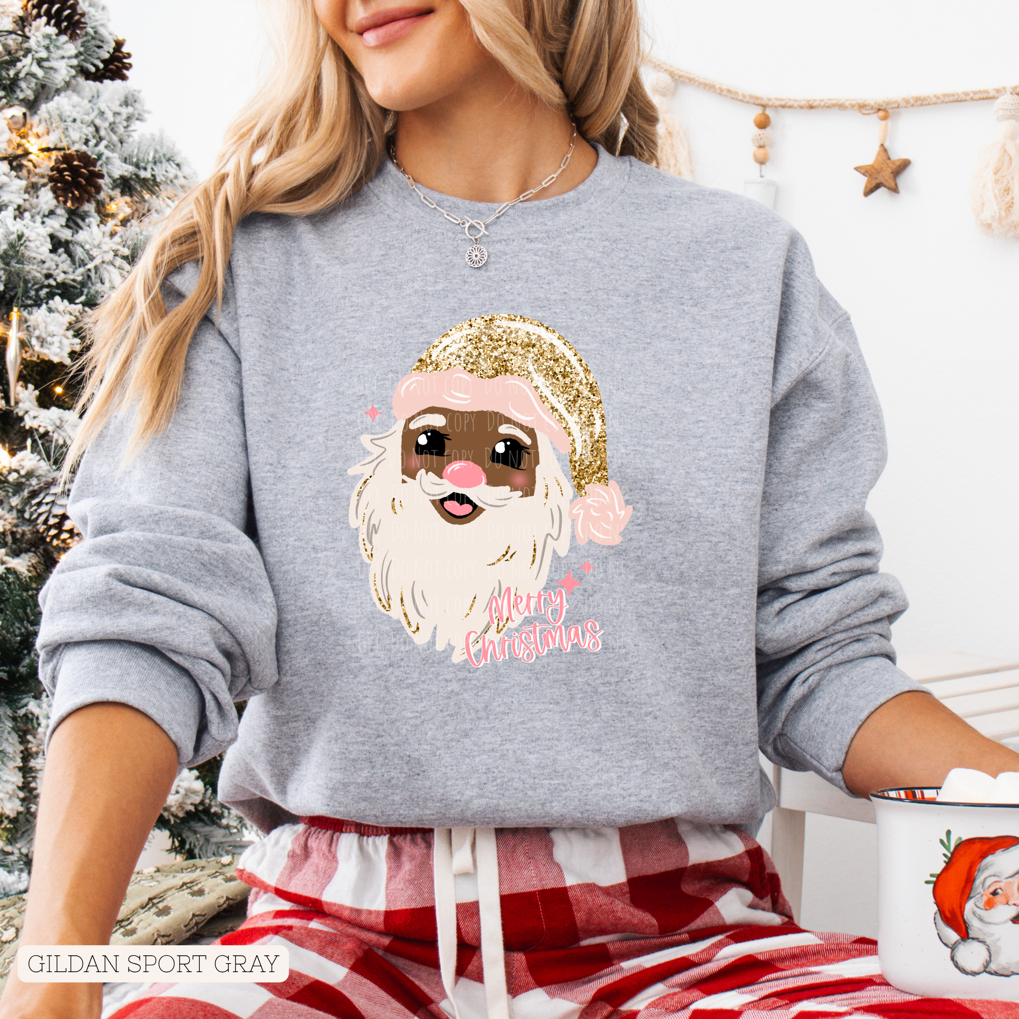 Cutesy Gold Hat Santa (dark skin) – Rebel Creek Printing