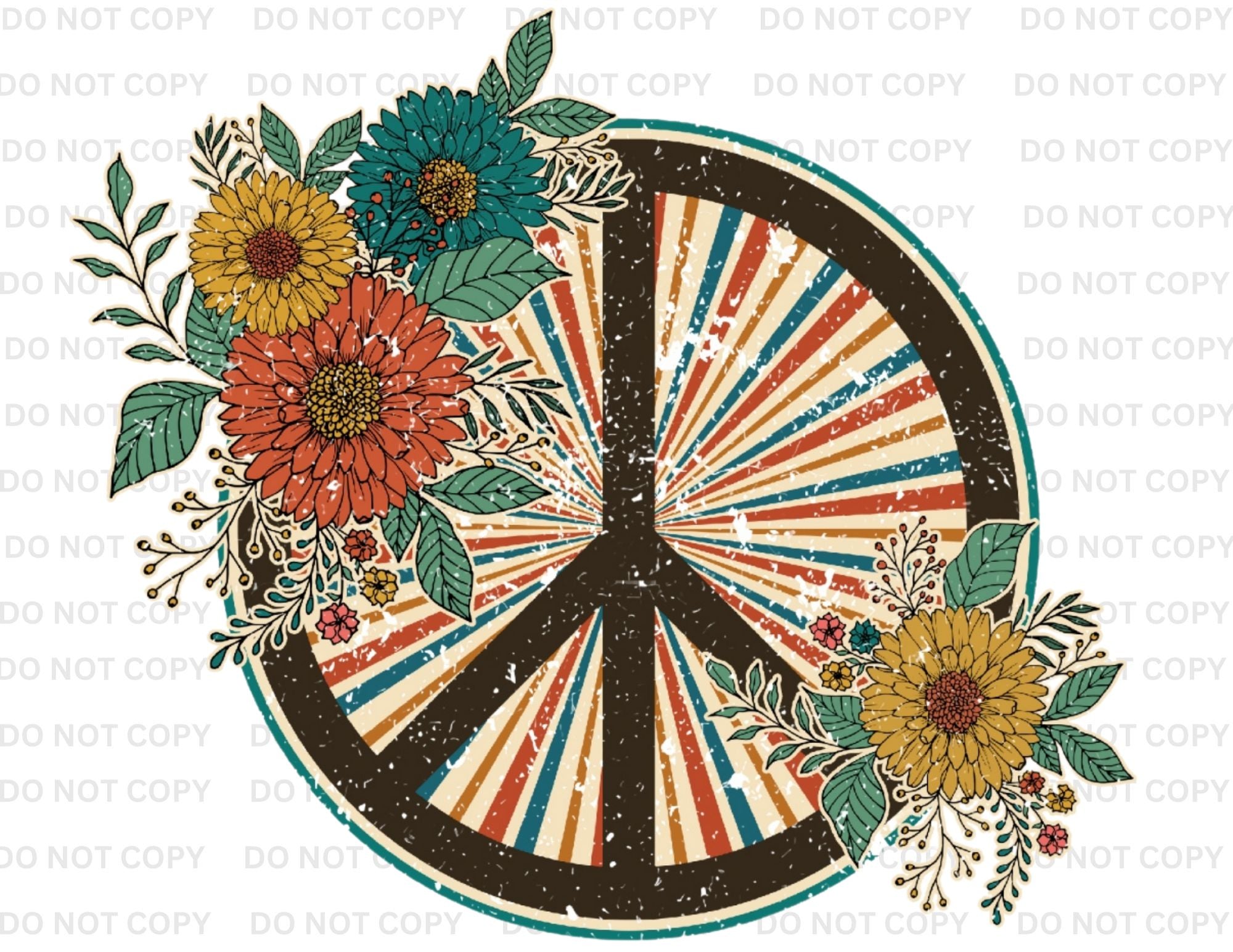 Floral Peace Sign DTF Transfer – Rebel Creek Printing