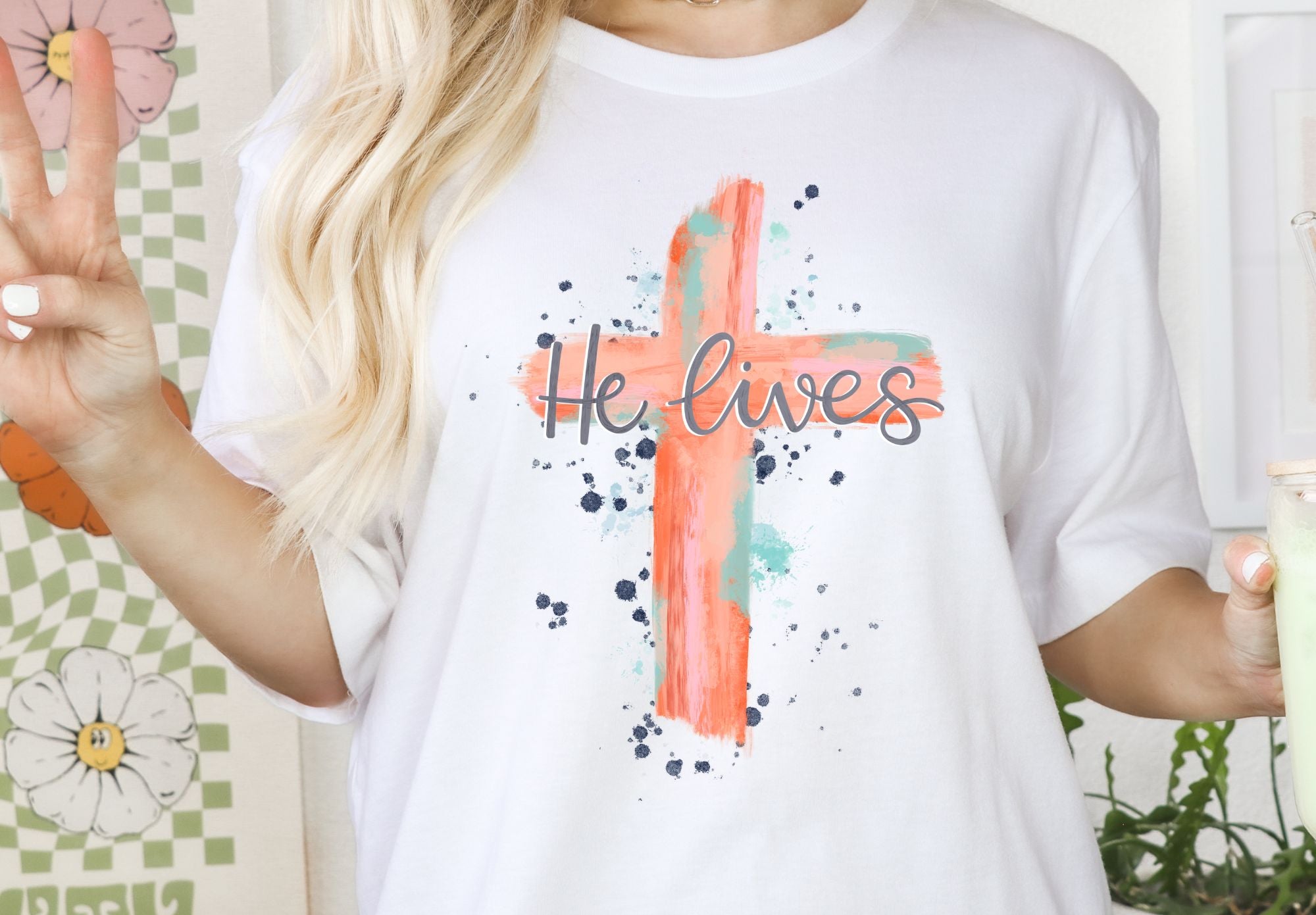 He Is Risen Colorful Cross – Rebel Creek Printing